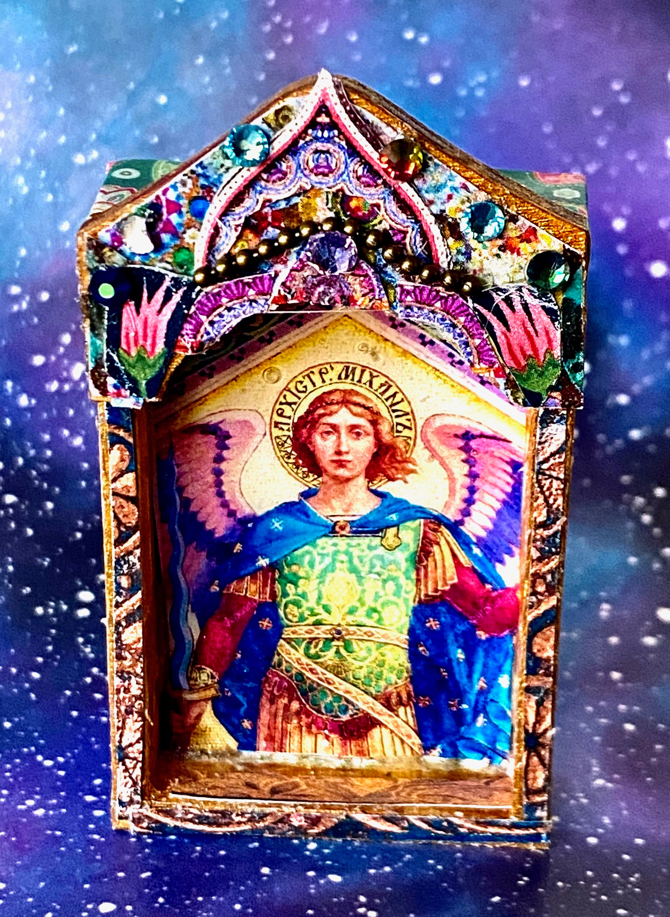 Mini Matchbox Nicho St. Michael Shrine, Mixed Media Shrine, St. Michael ...