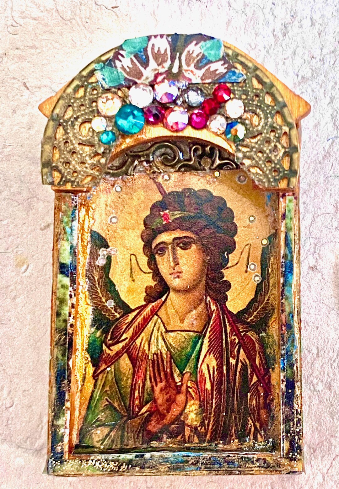 Matchbox Mini Archangel Gabriel Shrine, Mixed Media Shrine, Angel ...