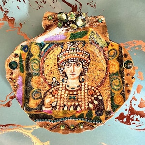 Theodora Clam Shell, Byzantine Theodora Jewelry Dish, Painted Shell ...