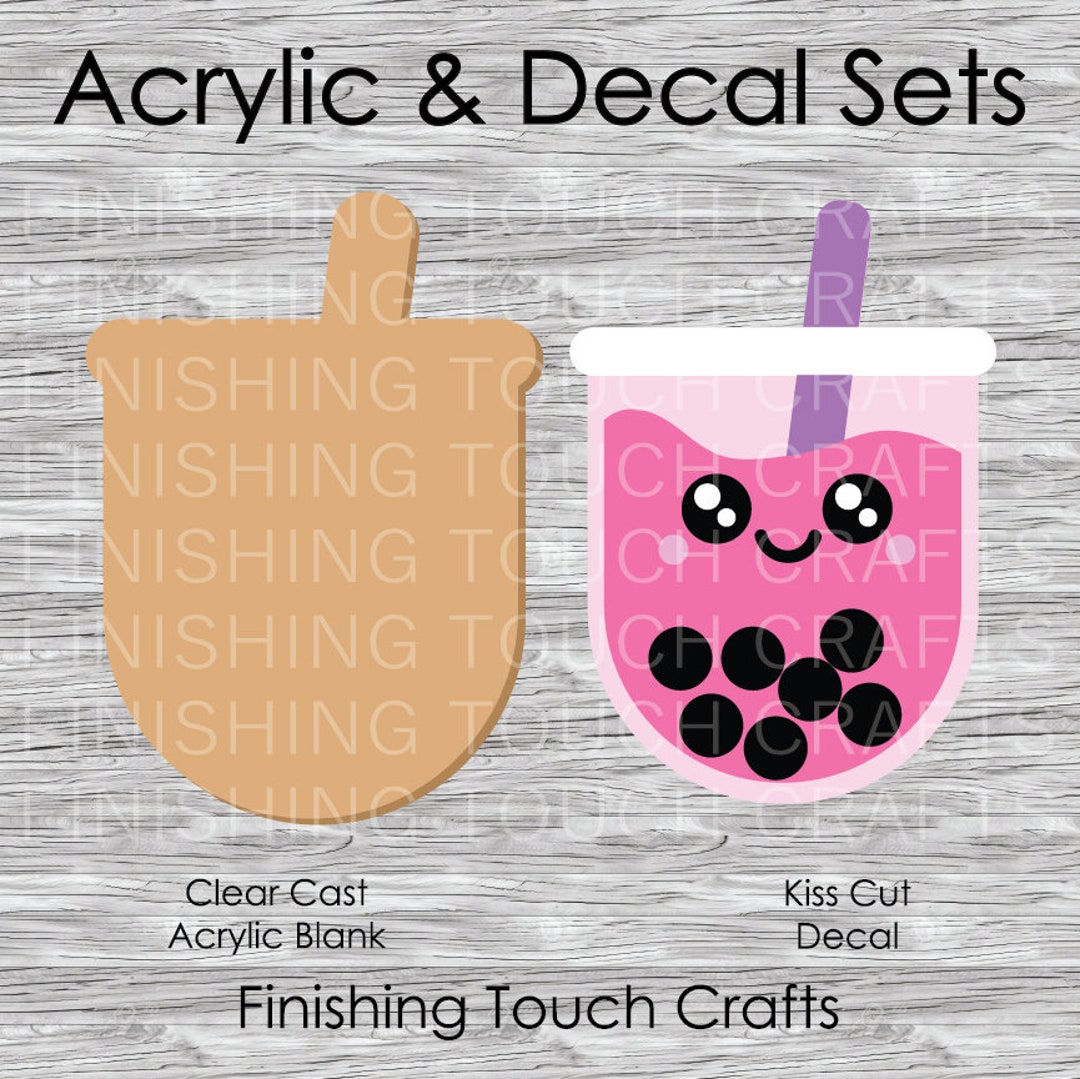 Boba Pink Vinyl Decal and Acrylic Blank Set | 2" for Badge Reels - Etsy