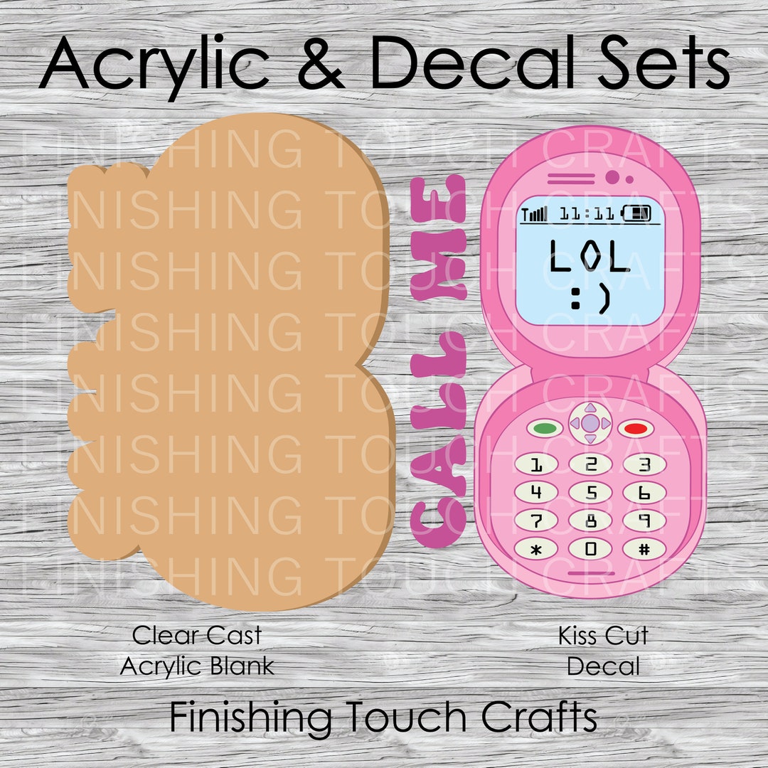 Flip Phone Vinyl Decal and Acrylic Blank Set | 2" for Badge Reels - Etsy