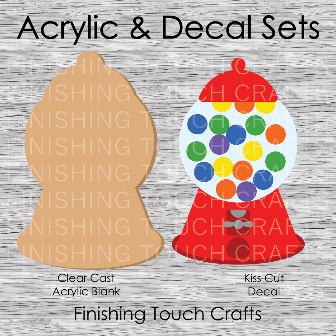 Gumball Machine Classic Red Vinyl Decal and Acrylic Blank Set | 2" for ...