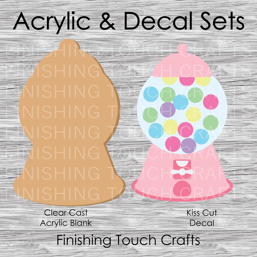 Gumball Machine Pastel Pink Vinyl Decal and Acrylic Blank Set | 2" for ...