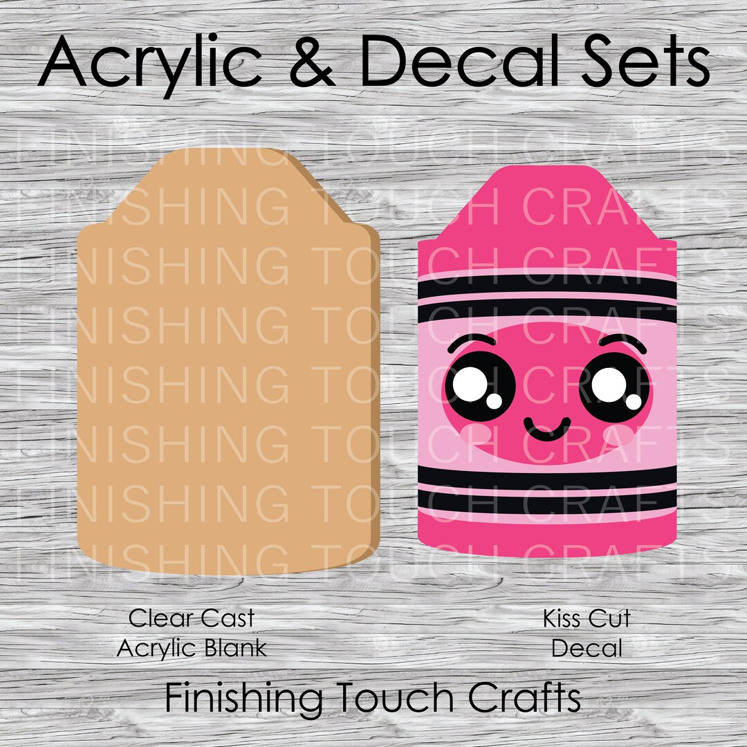 Pink Crayon Vinyl Decal and Acrylic Blank Set | 2" for Badge Reels - Etsy