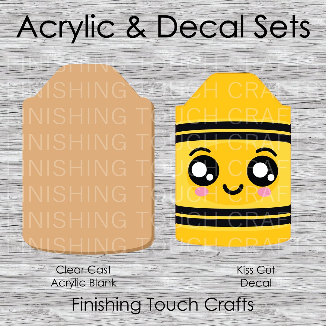 Yellow Crayon Vinyl Decal and Acrylic Blank Set | 2" for Badge Reels - Etsy