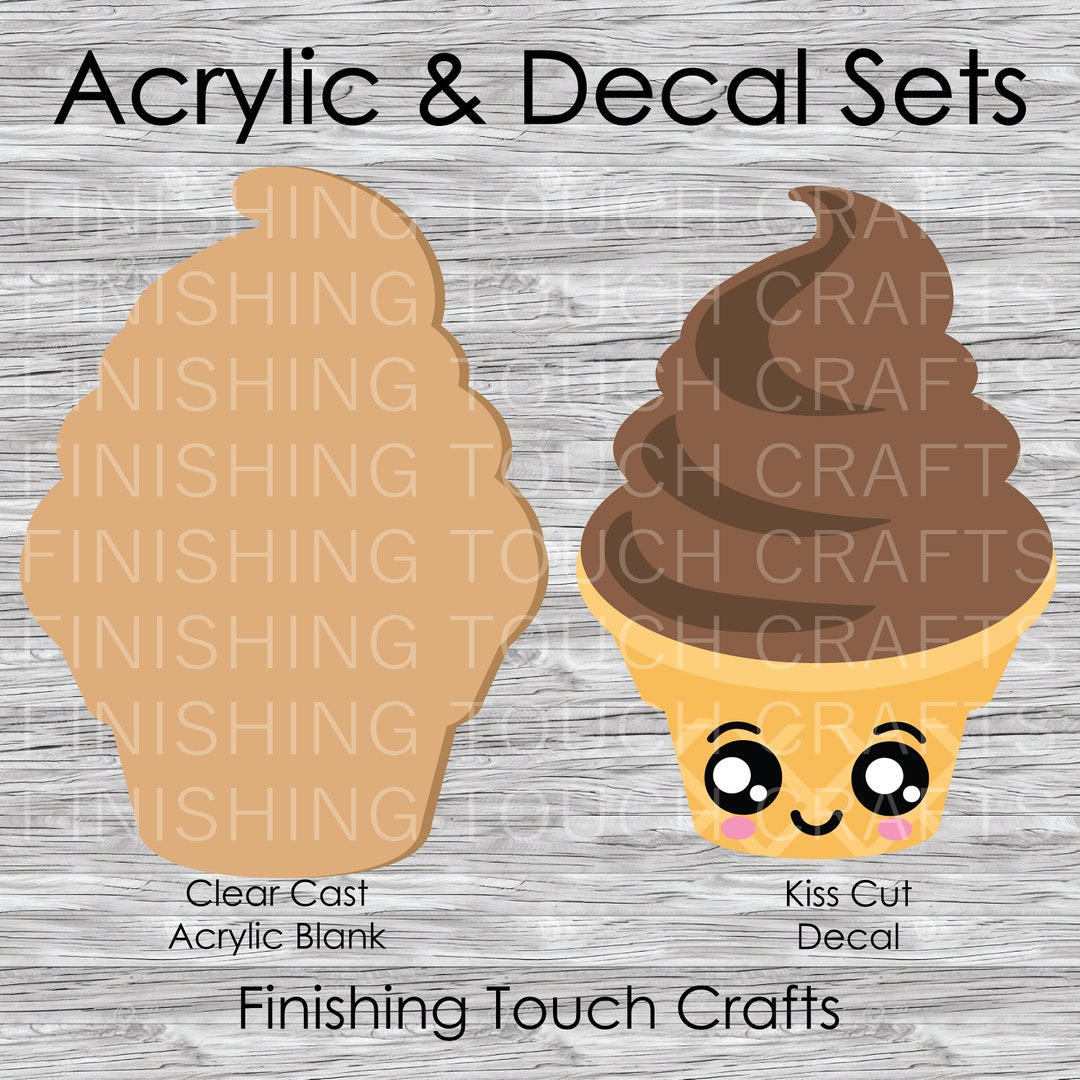 Soft Serve Chocolate Vinyl Decal and Acrylic Blank Set 2 for Badge ...