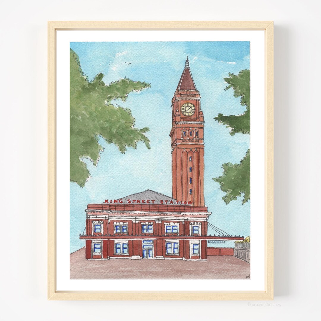 King Street Station, Seattle | Iconic Seattle Landmark Art | Print of ...