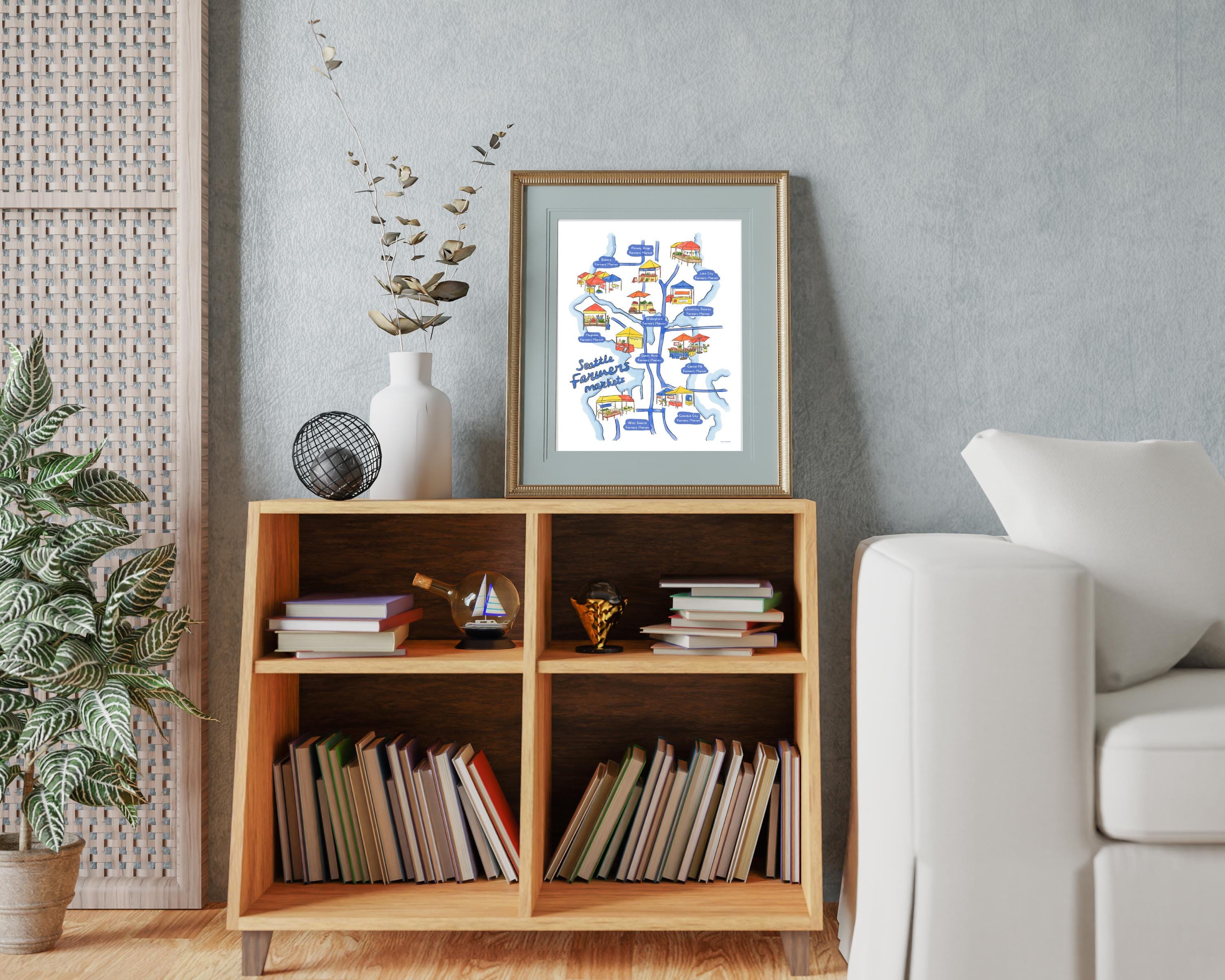 Farmers Markets of Seattle Illustrated Map | Fine Art Print of Original ...