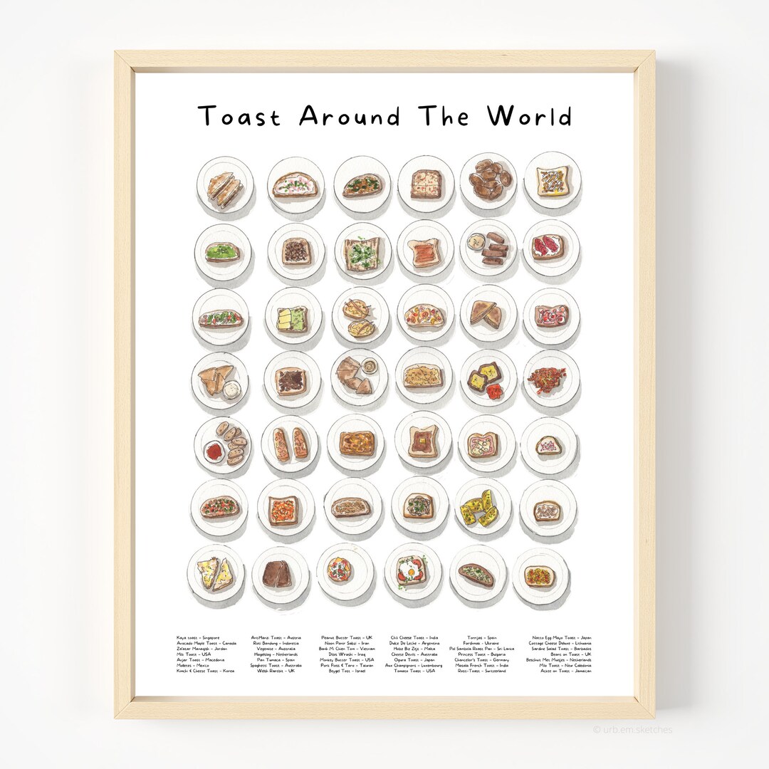 Toast Around the World | Print of Original Watercolor Painting - Etsy