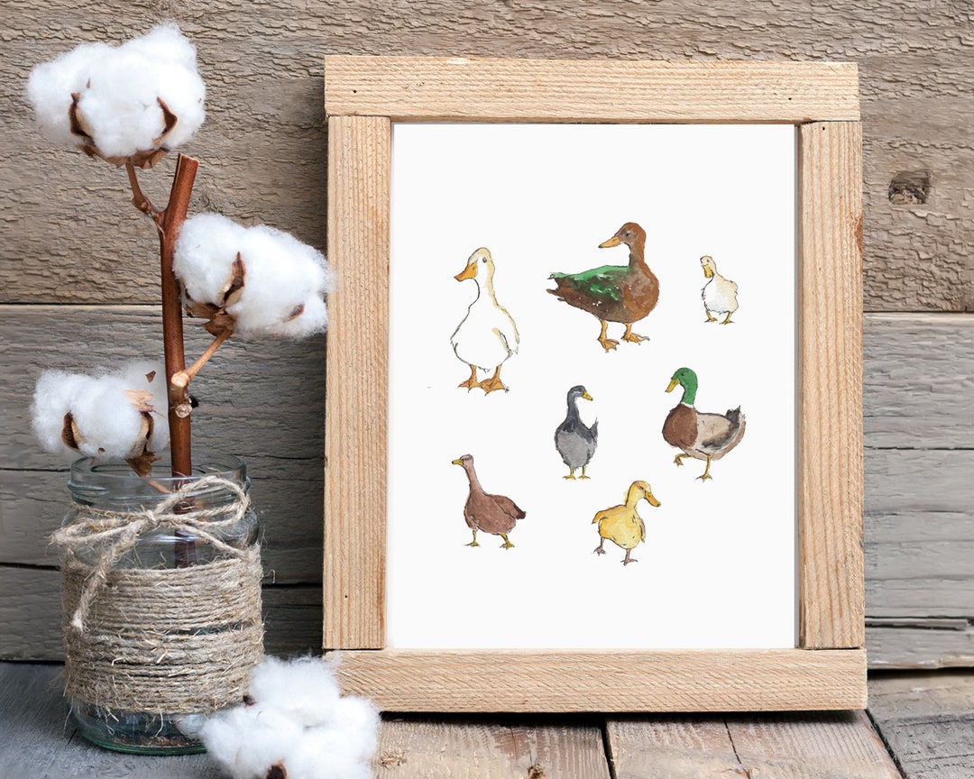 Watercolor Duck Painting Duck Wall Art Print Farmhouse - Etsy