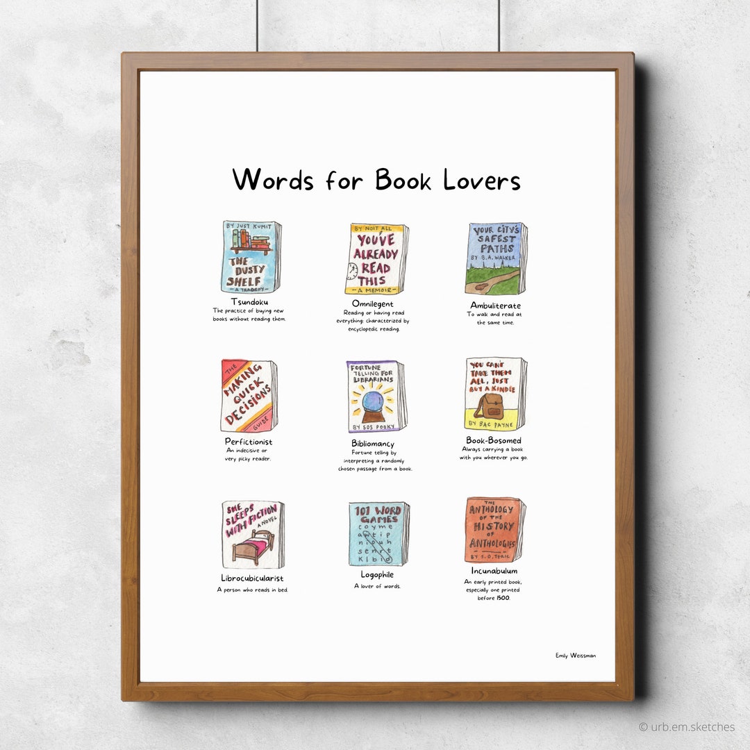 Words for Book Lovers Watercolor Art Print - Etsy