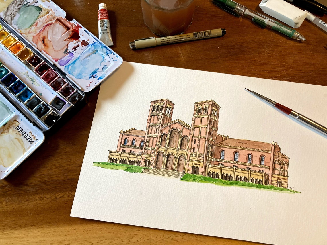 Royce Hall UCLA Print of Original Watercolor Graduation - Etsy