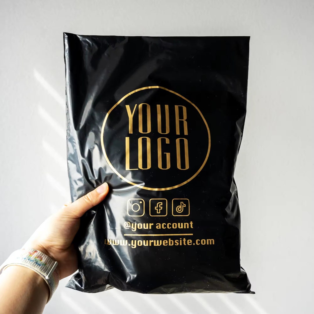 Custom Shipping Bags With Logo,glossy Black Mailers,custom Packing Bags ...