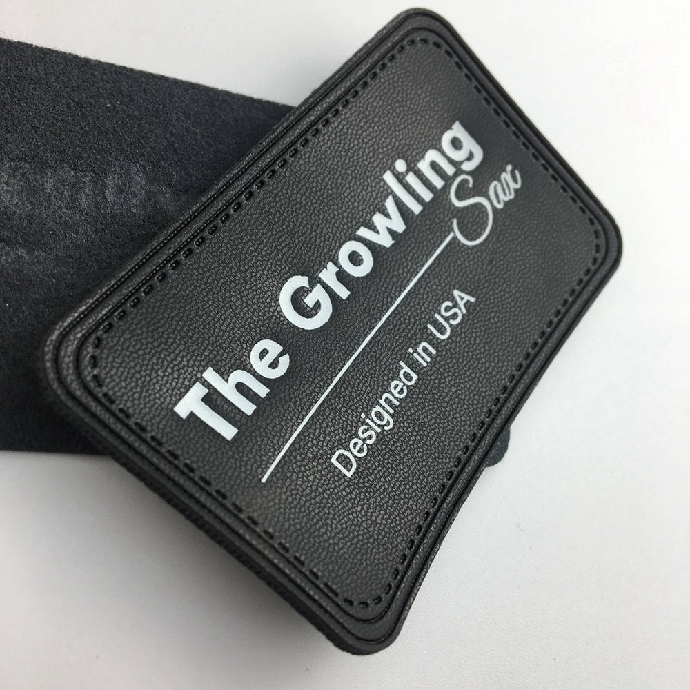 Custom Embossed Logo Black Leather Label - Etsy UK