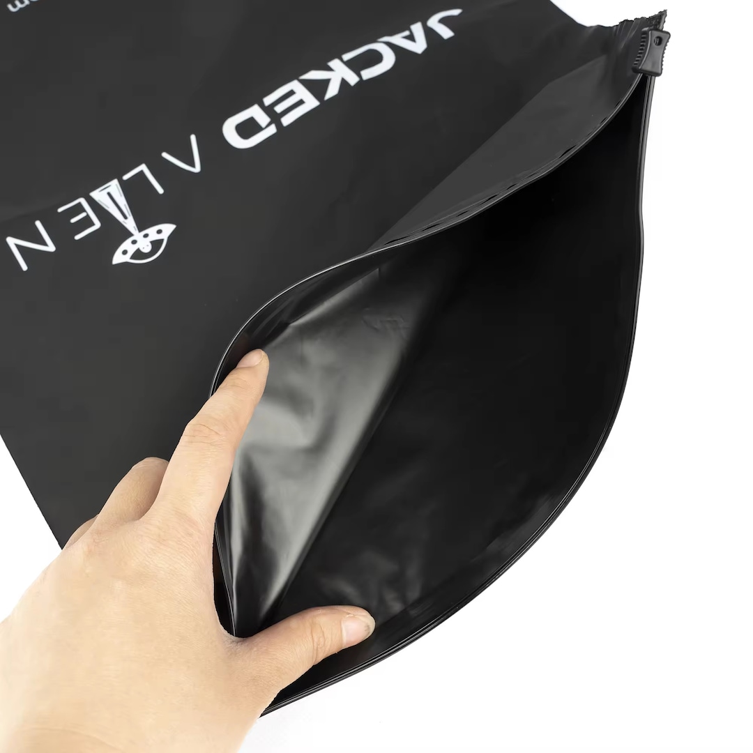 100 Black Zipper Bags With Logo,customized Clothing Bags for Tshirt ...
