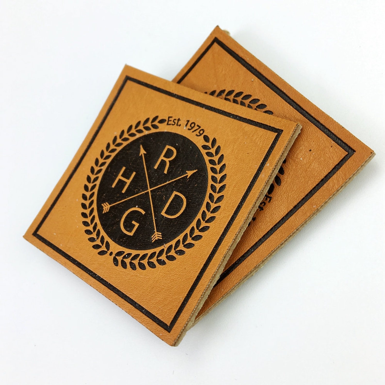 50 Custom Personalized Leather Patches With Logo Text or - Etsy