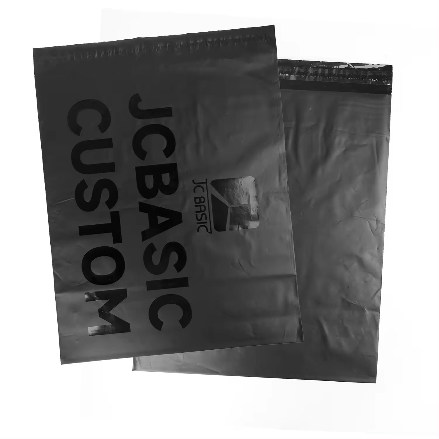 Custom Printed Matte Black Polymailer Bags Spot UV Logo Garment ...