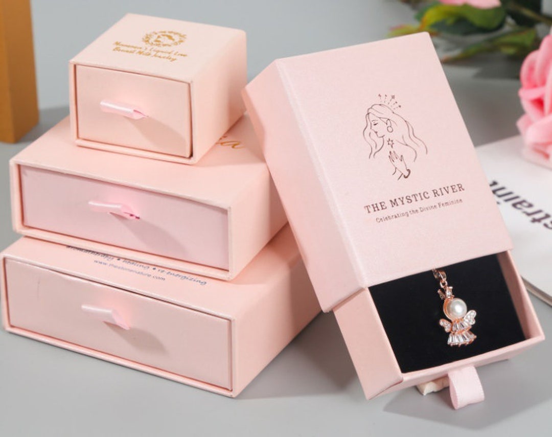 Paper Box Custom Jewelry Box With Sponges Personalized Logo Chic Small ...