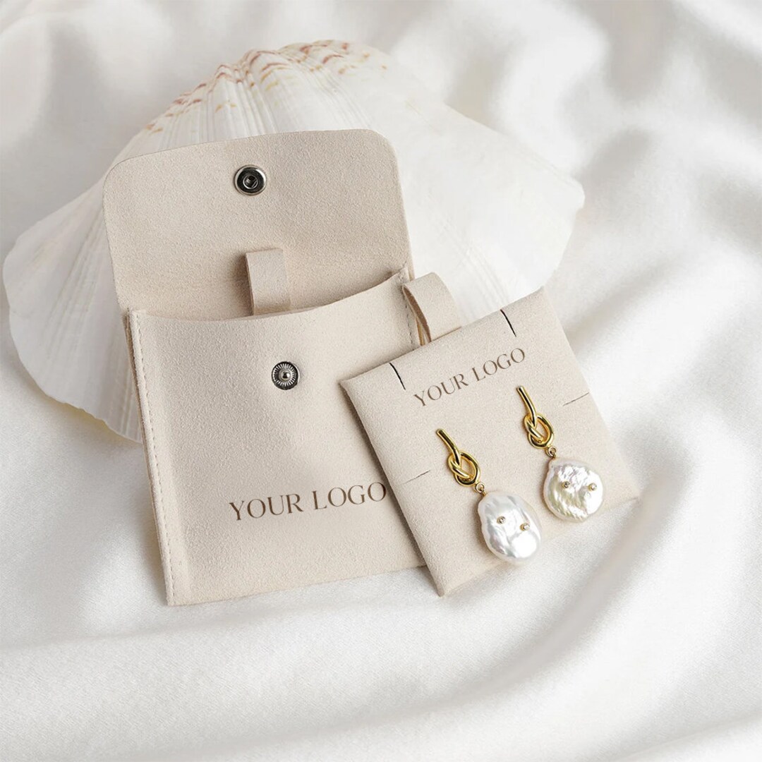 Custom Jewelry Package Pouch Bag With Insert Card Personalized Logo ...