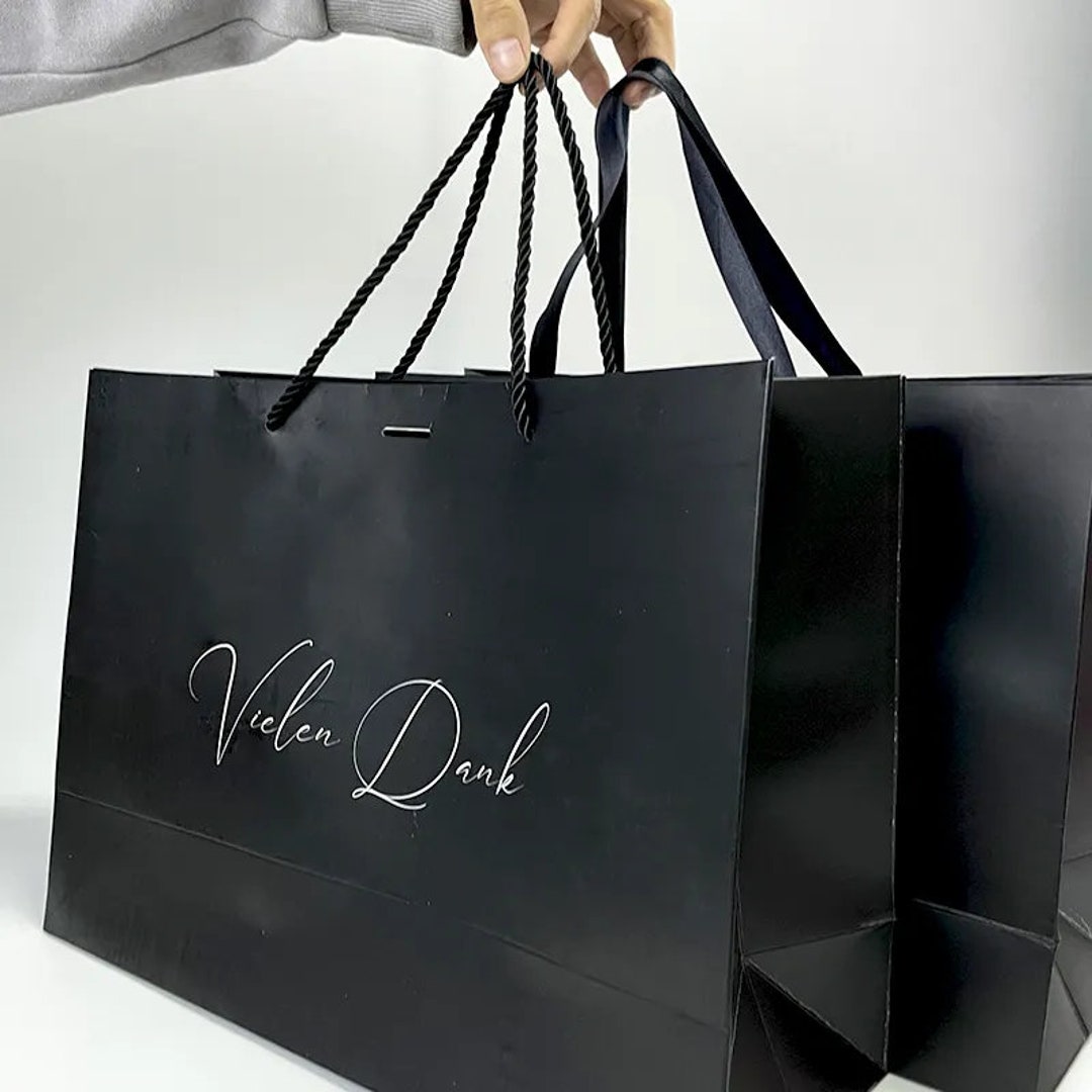 100pcs Custom Logo Boutique Paper Bags Shopping Bags With Handle ...