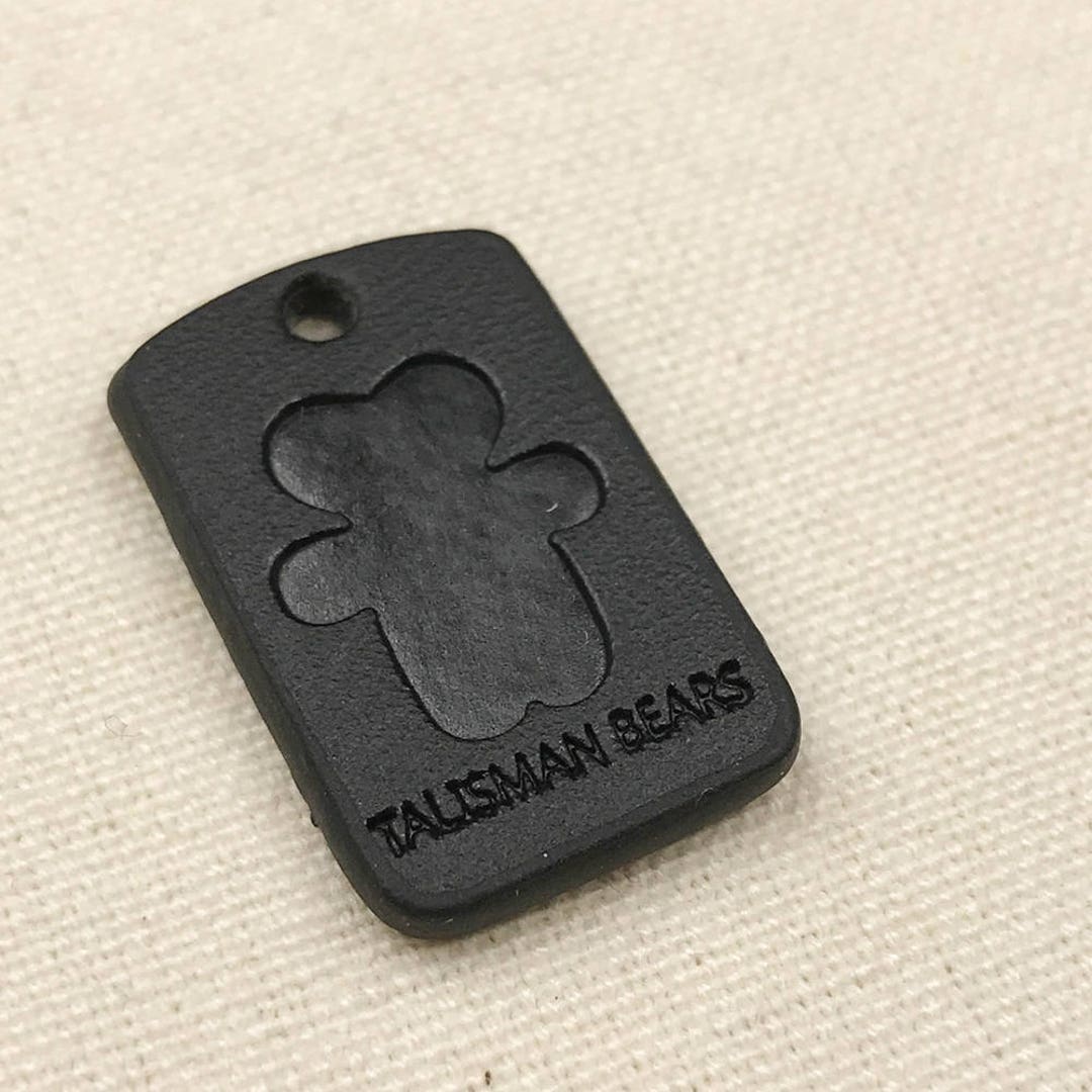 Custom Embossed Logo Black Leather Label, Embossed Logo Black Leather ...