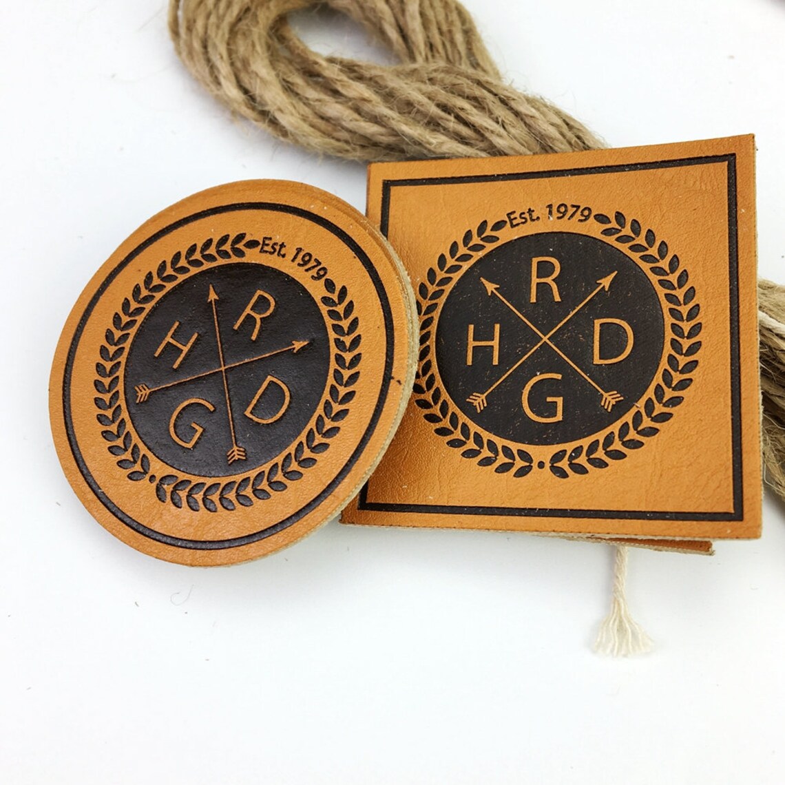 50 Custom Personalized Leather Patches With Logo Text or - Etsy