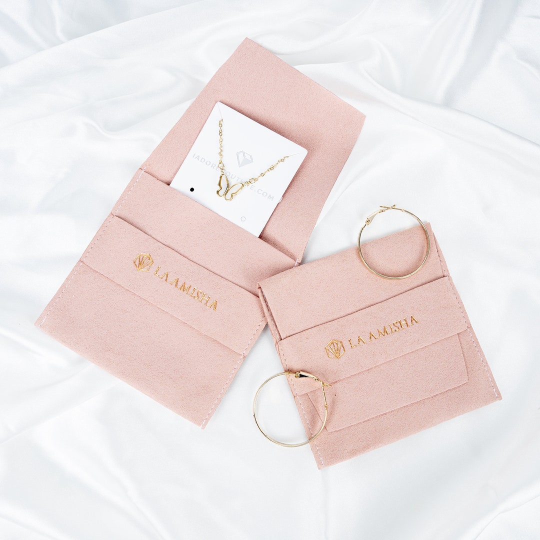 50 Personalized Deboss Logo Print Microfiber Jewelry Pouch Bags Custom ...