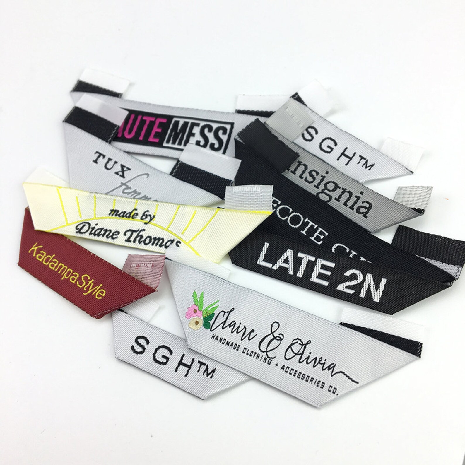 500 Custom Clothing Labels, Woven Labels, Clothing Labels , Hem Tags ...