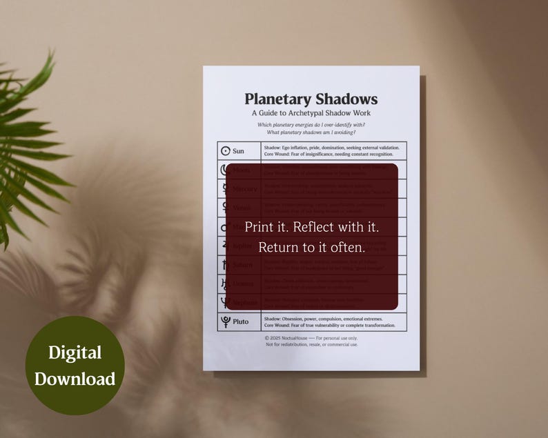 Planetary Shadow Guide | Astrology Archetypes Shadow Work PDF - Etsy