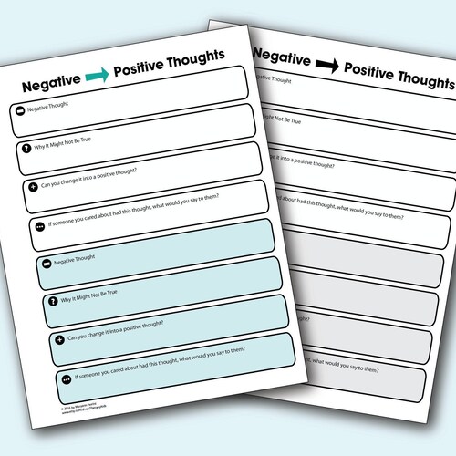 Distorted to Realistic Thinking Printable 4 Page Worksheet | Etsy