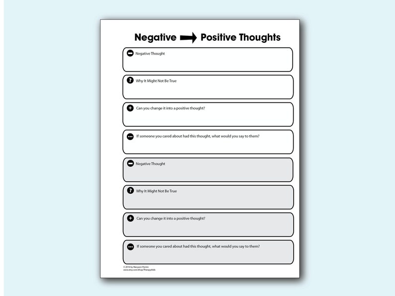 Printable Negative to Positive Thinking - Etsy UK