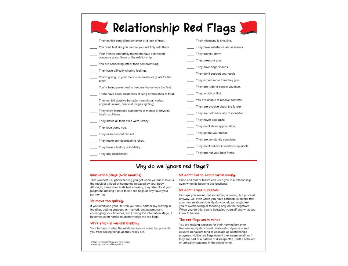 Printable Relationship Red & Green Flag Bundle - Etsy