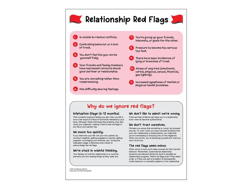 New Relationship Red Flags With Questionnaire - Etsy