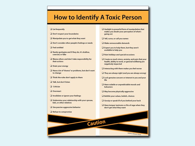 Toxic Behaviors Checklist Printable - Etsy