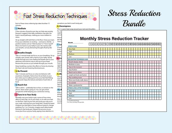Printable Stress Reduction Tracker With 10 Relaxation - Etsy Canada