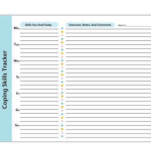 Printable Coping Skills List and Tracker - Etsy