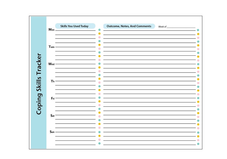 Printable Coping Skills List and Tracker - Etsy