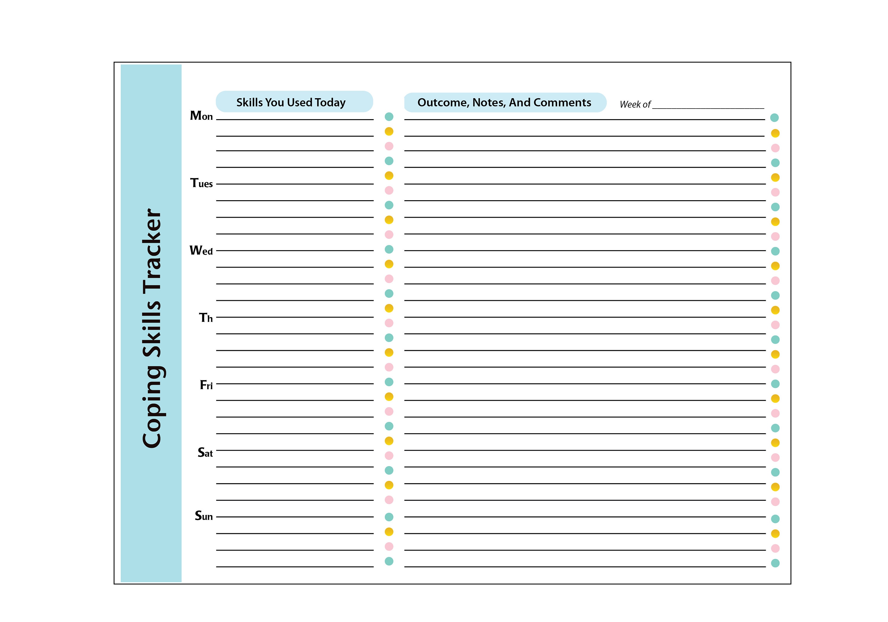 Printable Coping Skills List and Tracker - Etsy