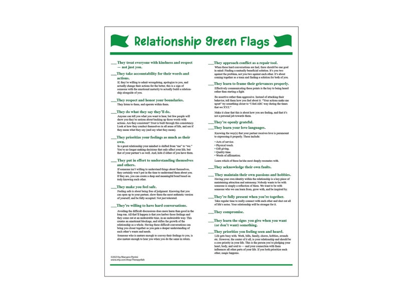 Printable Relationship Red & Green Flag Bundle - Etsy