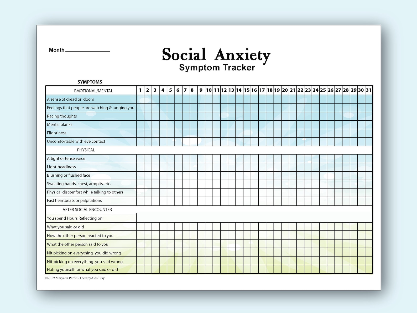 Social Anxiety Tracker - Etsy