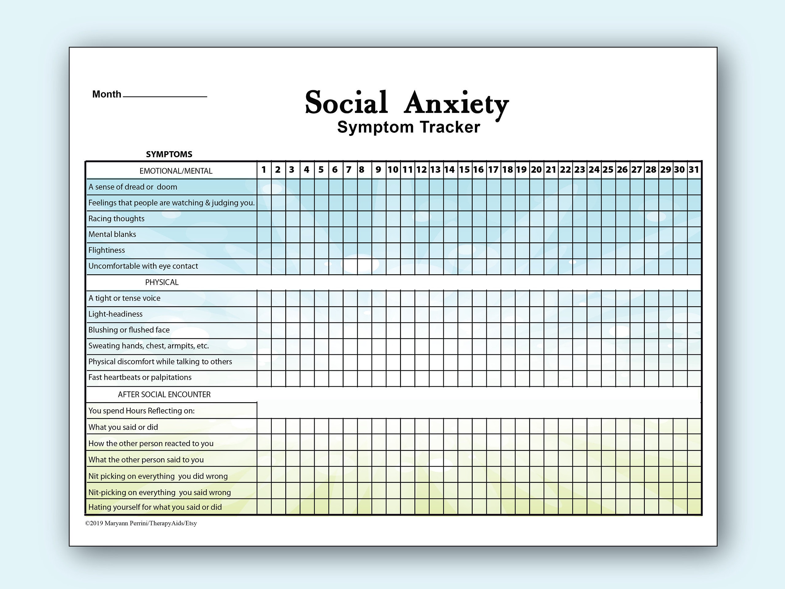 Social Anxiety Tracker - Etsy UK