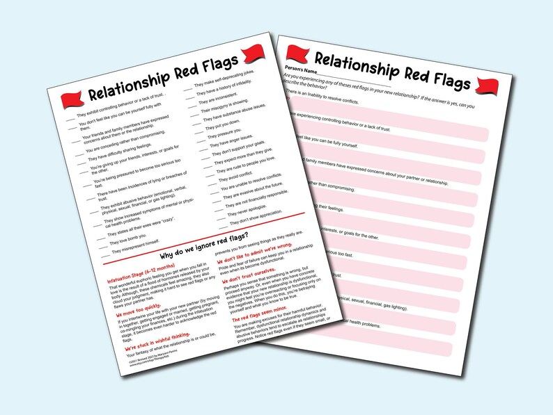 New Relationship Red Flags With Questionnaire - Etsy