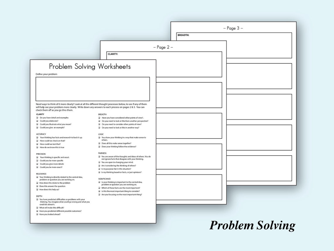 Printable Problem Solving and Brainstorming Worksheets - Etsy