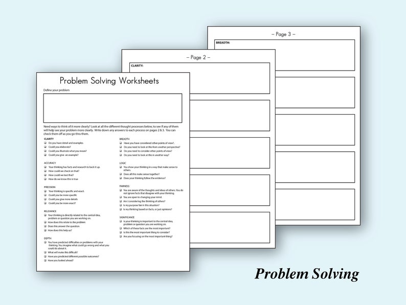 Printable Problem Solving and Brainstorming Worksheets - Etsy Canada