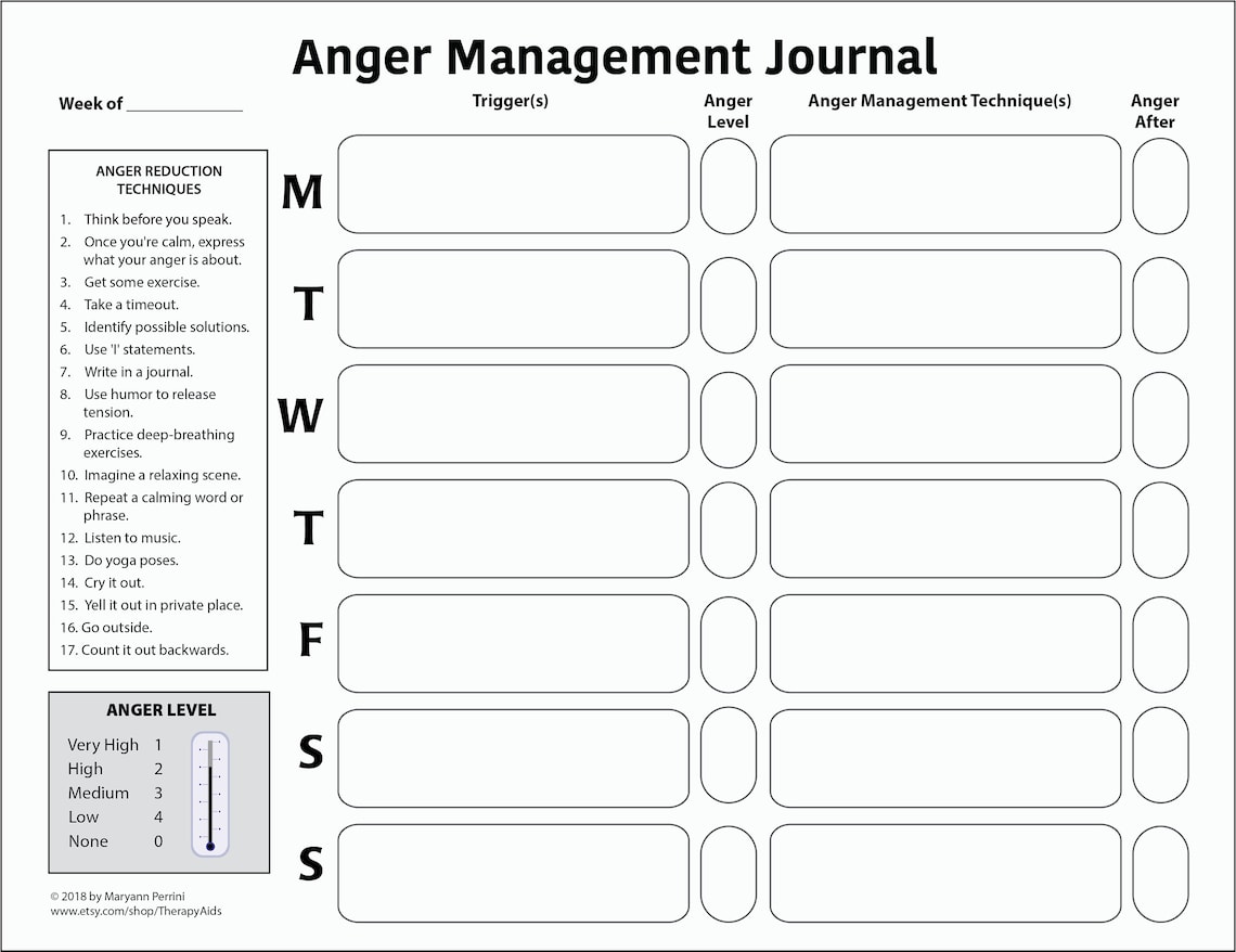 Printable Anger Management Tracker - Etsy