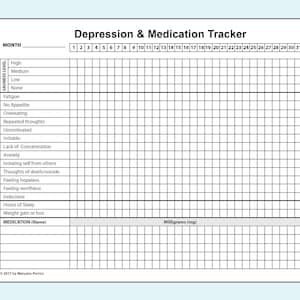 Printable Depression Medication Sleep & Weight Tracker - Etsy