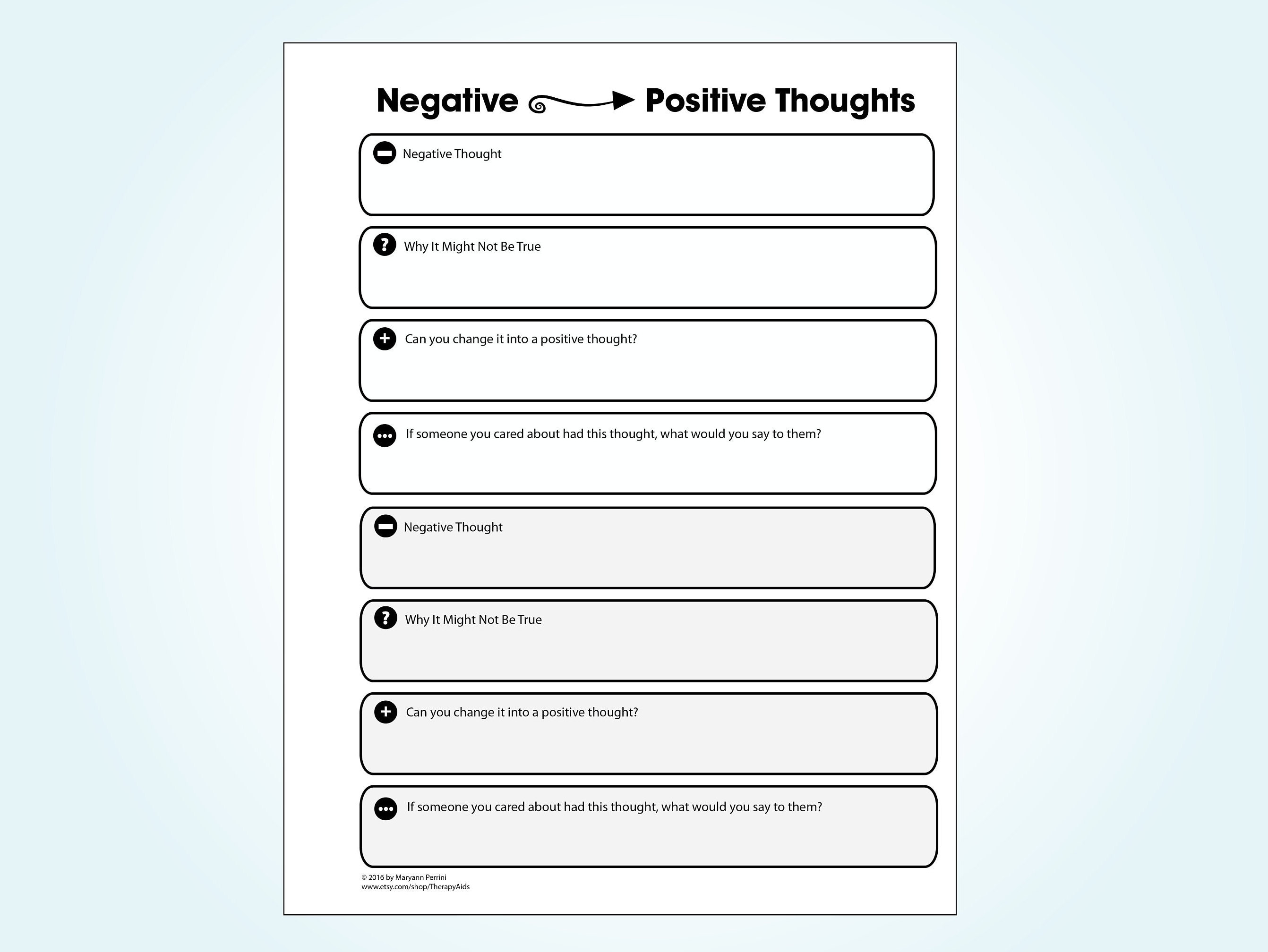 Printable Negative to Positive Thinking | Etsy