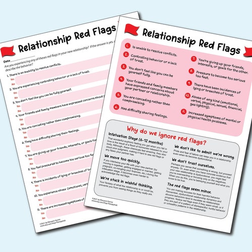 New Relationship Red Flags With Questionnaire - Etsy