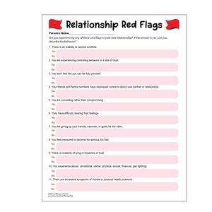 New Relationship Red Flags With Questionnaire - Etsy