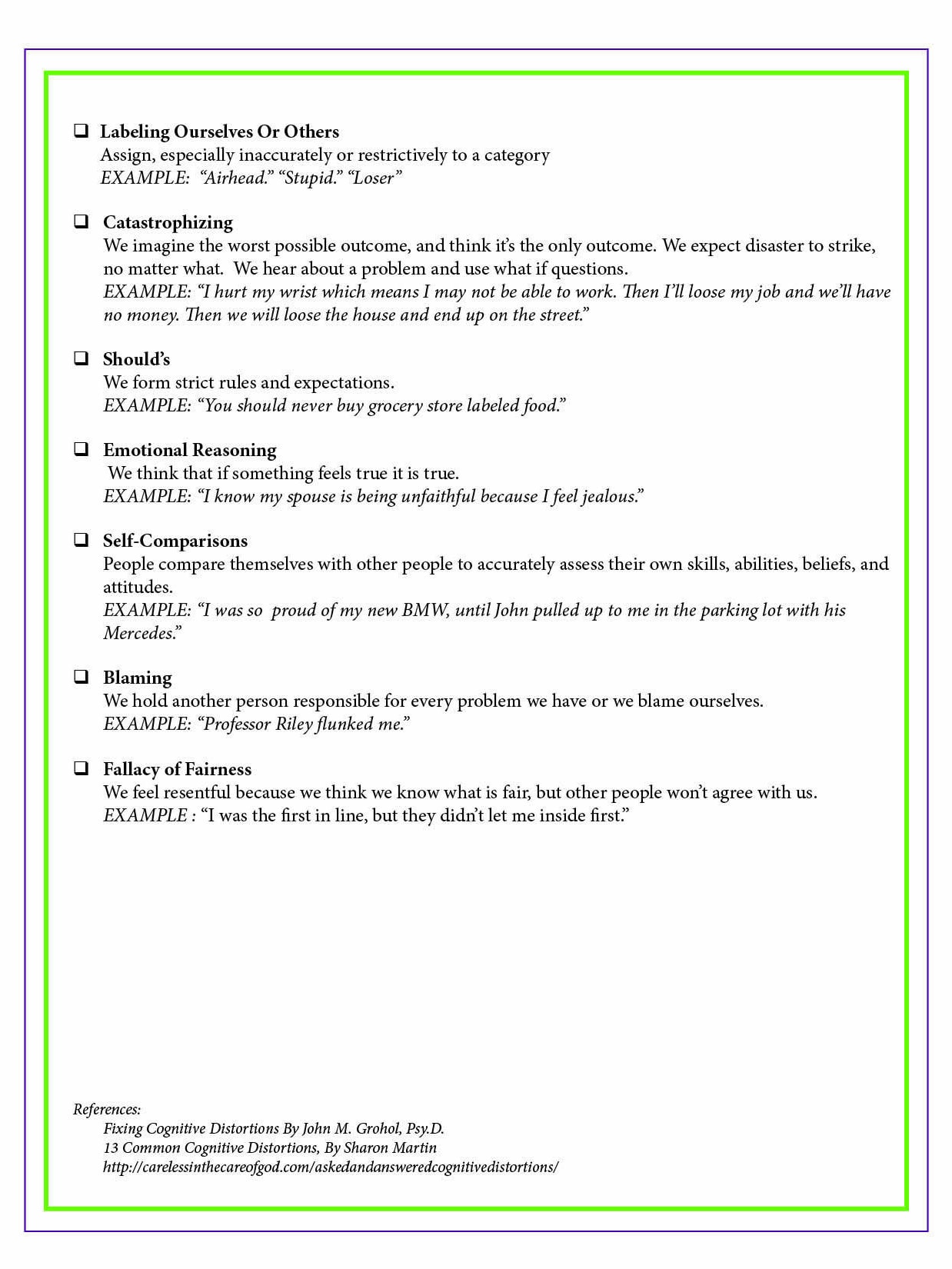 Distorted to Realistic Thinking Printable 4 Page Worksheet - Etsy UK